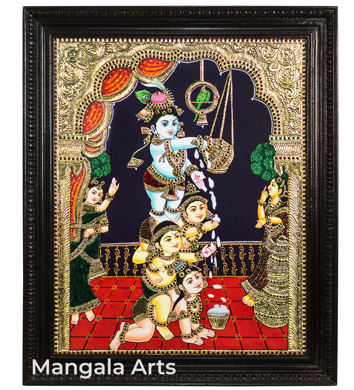 Uriyadi Krishnar Tanjore Painting | Mangala Arts