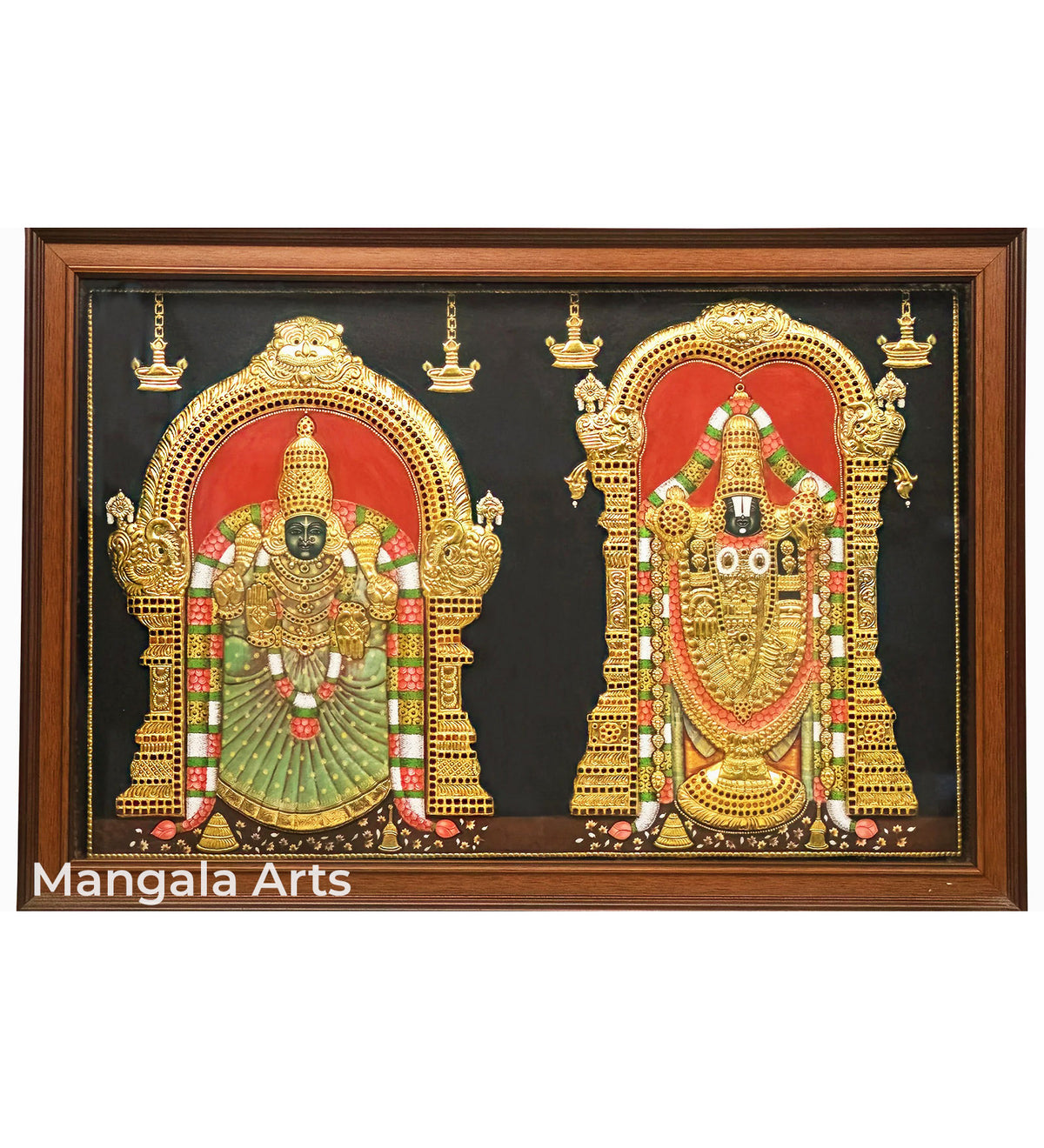 Perumal Alamelu Mangai Thayar Tanjore Big Size Painting - 48"x36 ...