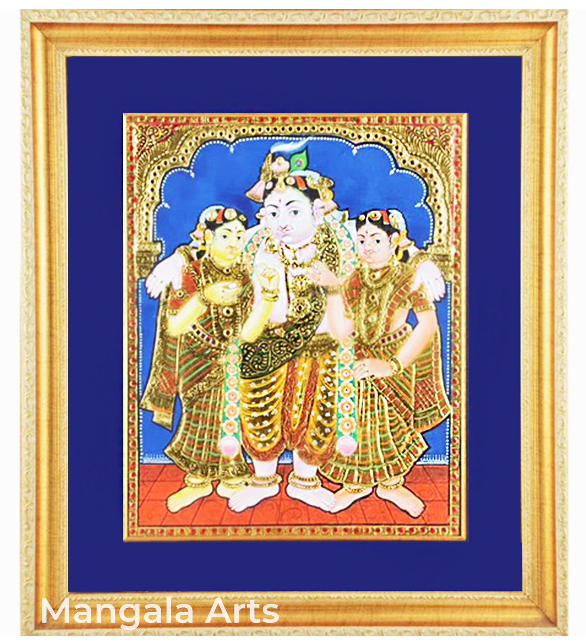 Bama Rukmani Krishna Tanjore Painting | Mangala Arts