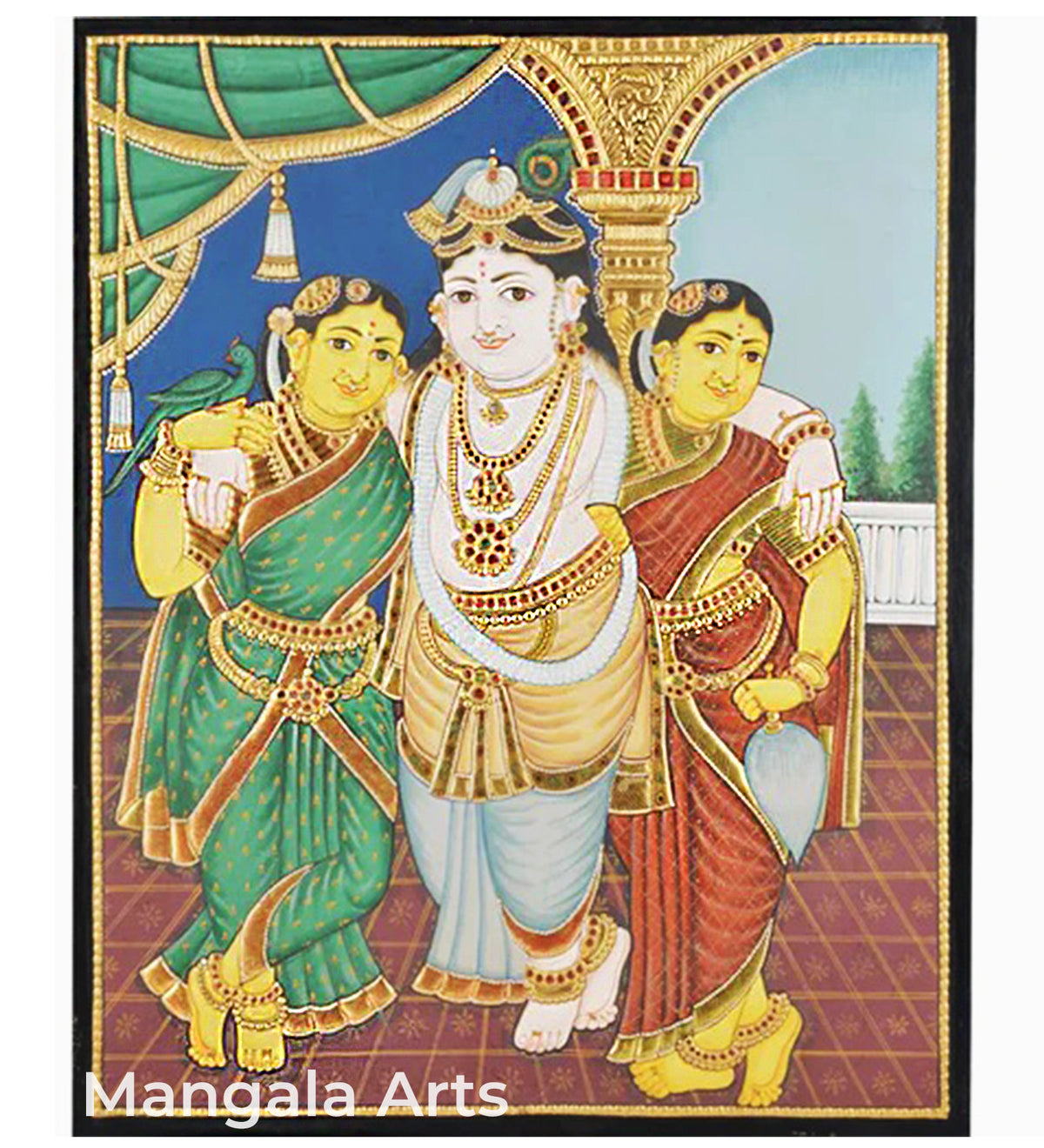 Bama Rukmani Krishna Tanjore Painting | Mangala Arts