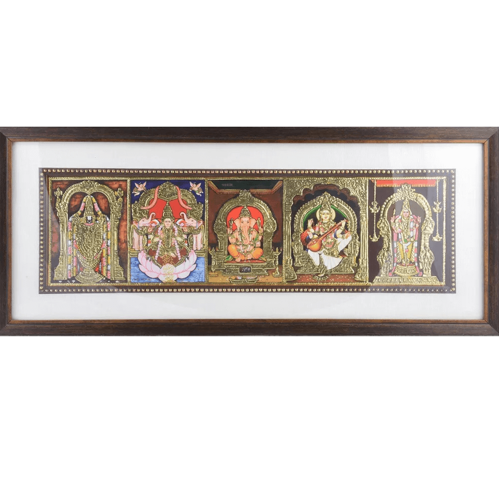 5 Gods Tanjore Painting | Mangala Arts