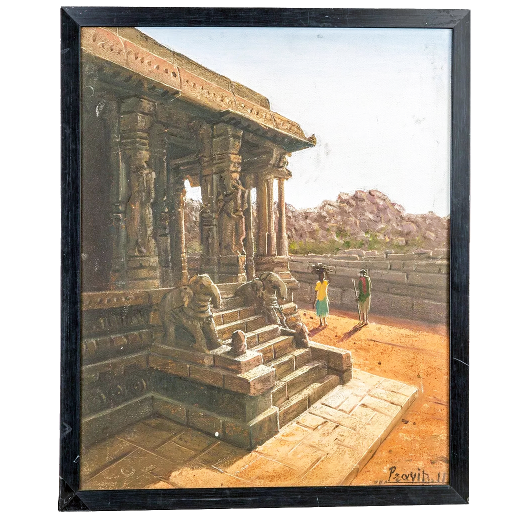 Temple Wall Decor Canvas Oil Painting | Mangala Arts